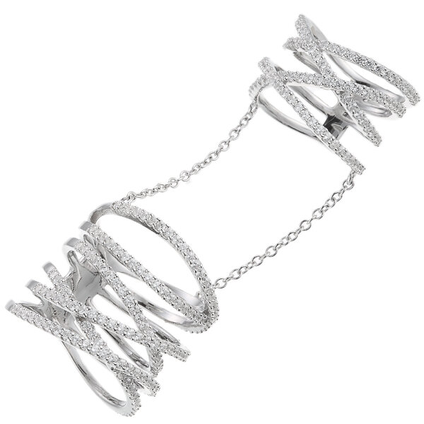 Кольцо на фалангу, серебро, 925 проба, родирование, циркон