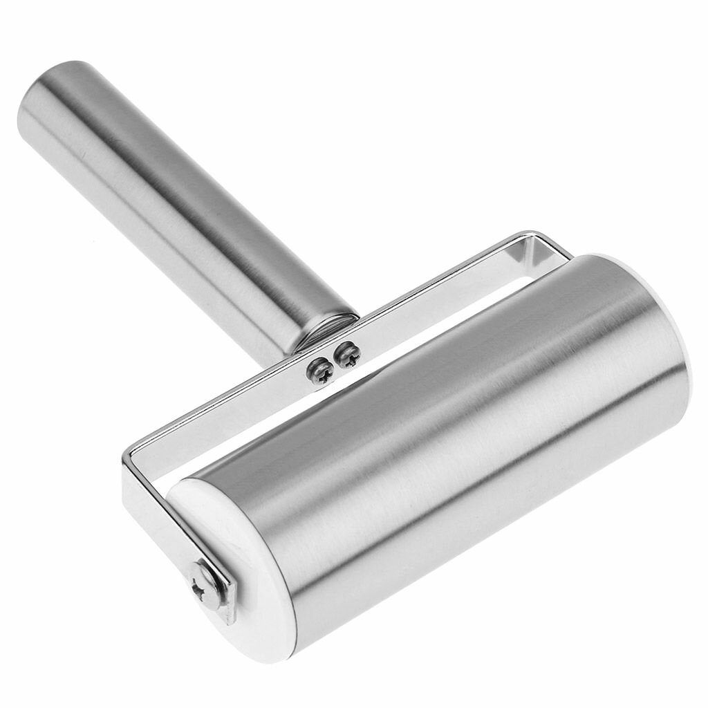 Скалка-валик КНР для раскатки теста, из нержавеющей стали, 11,5х4,7х4,7 см (17х13,5х4,7 см) в блистере