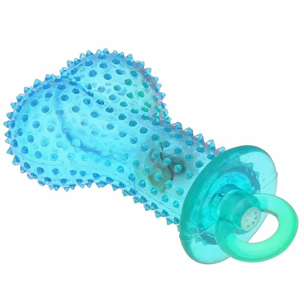 Игрушка для собаки Pet Toys "Косточка массажная", 12х6х4,3 см, с пищалкой, светящаяся, прозрачная, цвета в ассортименте