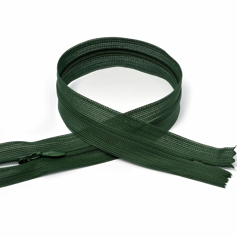 Молния MaxZipper пластмассовая, потайная, 20 см, цвет F273, темно-зеленый, упаковка 50 штук