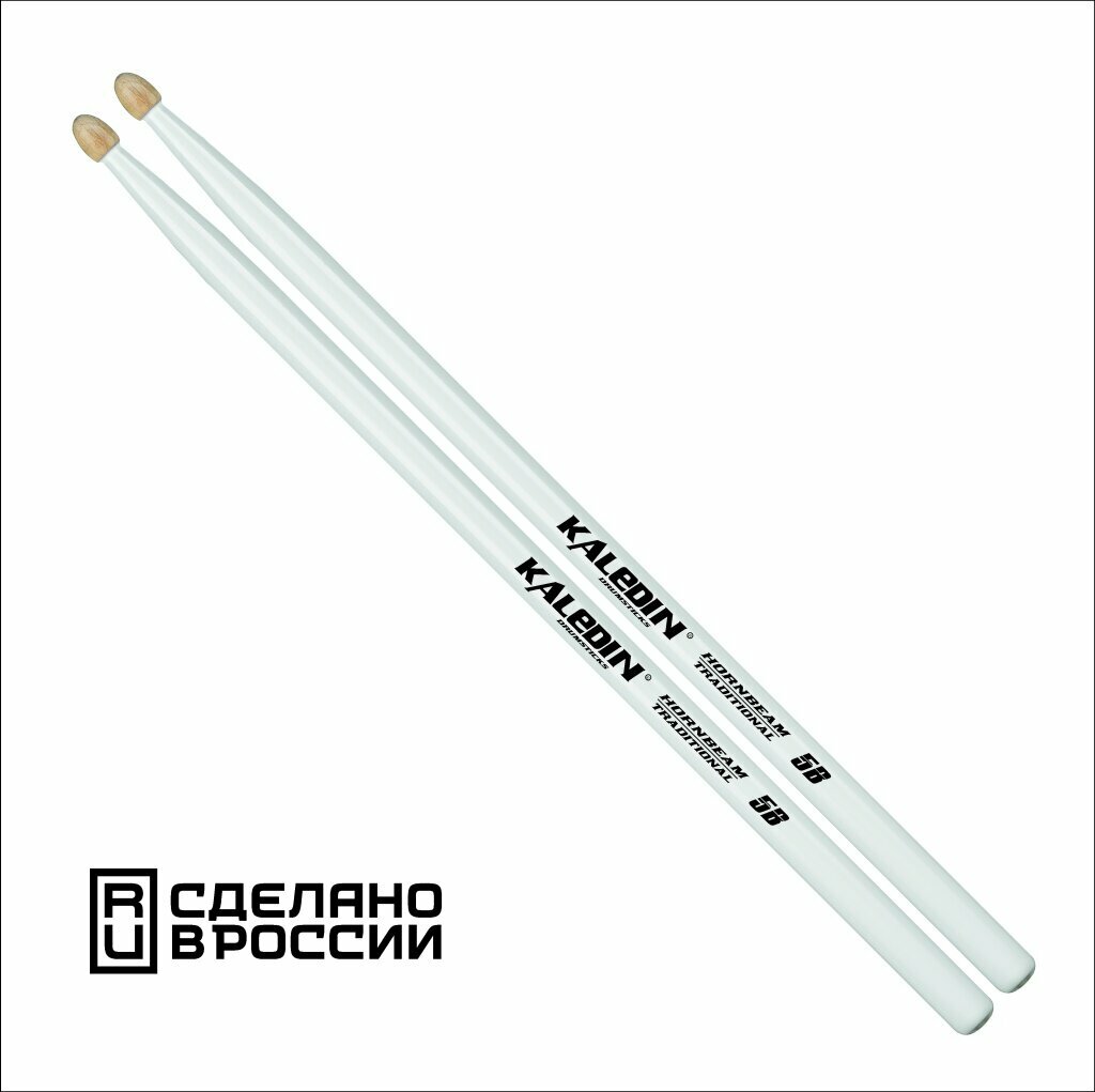7KLHBW5B 5B Барабанные палочки, граб, деревянный наконечник, белые, Kaledin Drumsticks