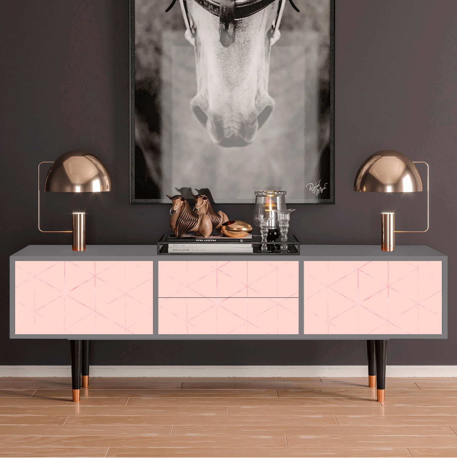 ТВ-Тумба - STORYZ - T4 Rose Quartz, Размер - 170 x 59 x 48 см, Цвет корпуса - , Серый