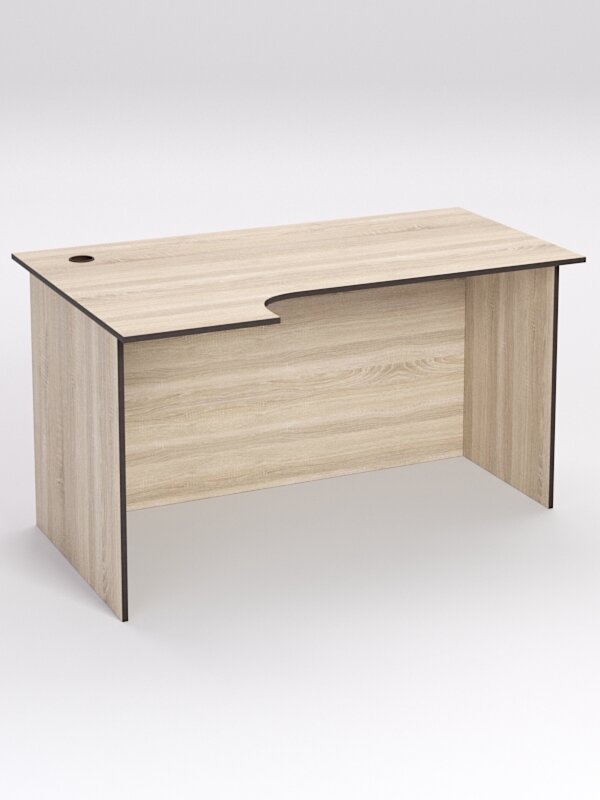 Стол эргономичный офисный СЭ-19А (левосторонний), Дуб Сонома, кромка Дуб Венге