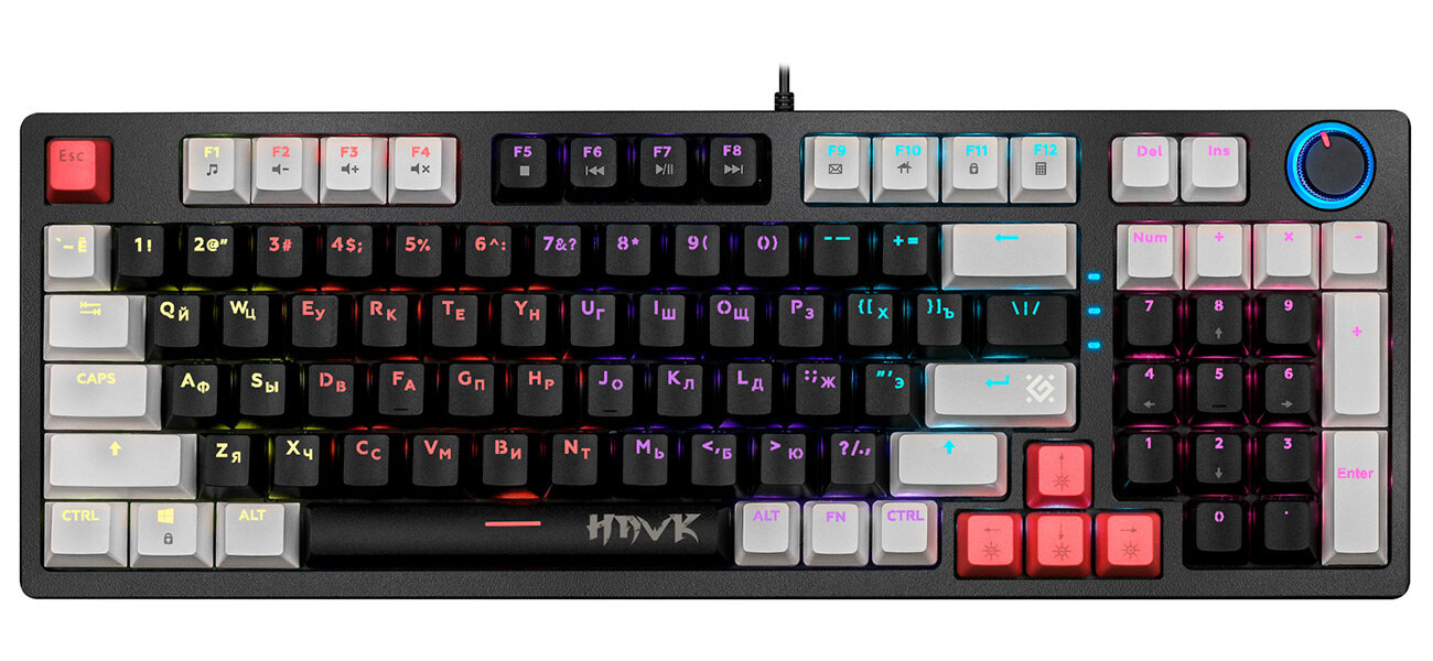 Механическая клавиатура Defender Hawk GK-418 RU, радужный, 97 кнопок, коричневый свитч (45419)