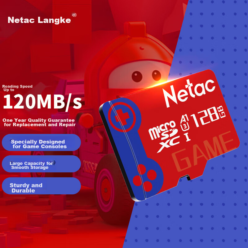 Netac 128GB TF (MicroSD) High-Speed Storage Card for Nintendo Switch NS Console, A1 U3 V30 4K HD, Compatible with Dashcams And Surveillance