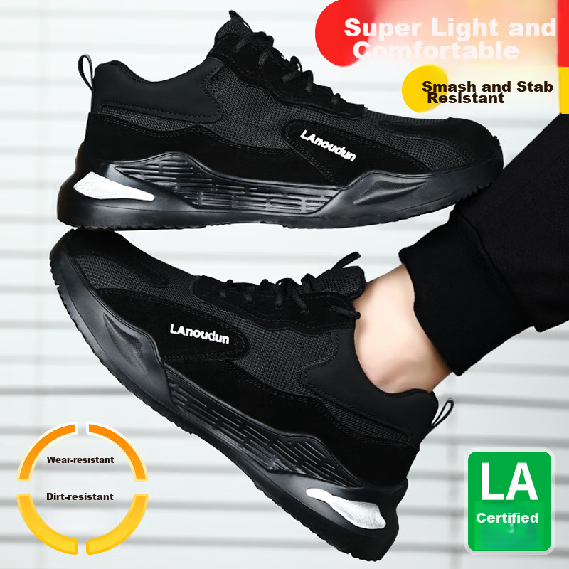 Blue Owl Shield Safety Shoes for Men, Winter Lightweight Steel Toe Cap Puncture-Resistant Soft-Soled Construction Site Work Shoes D2132N Size 43