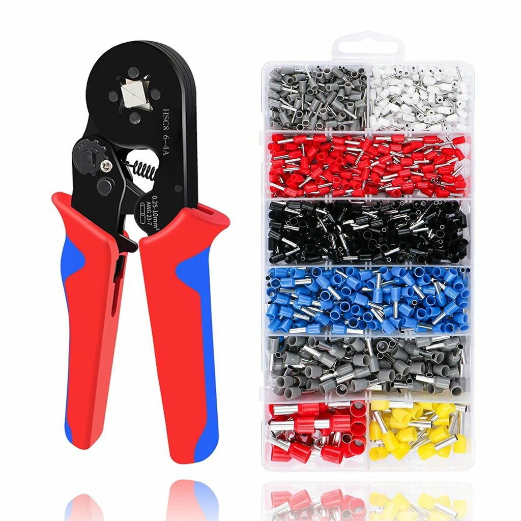 Четырехугольные плоскогубцы HSC8 6-4A, 0,25-10 мм2 /AWG 23-7, Набор плоскогубцев для обжима наконечников, , Инструменты для обжима электрика для подключения проводов Клемма трубчатого типа 600