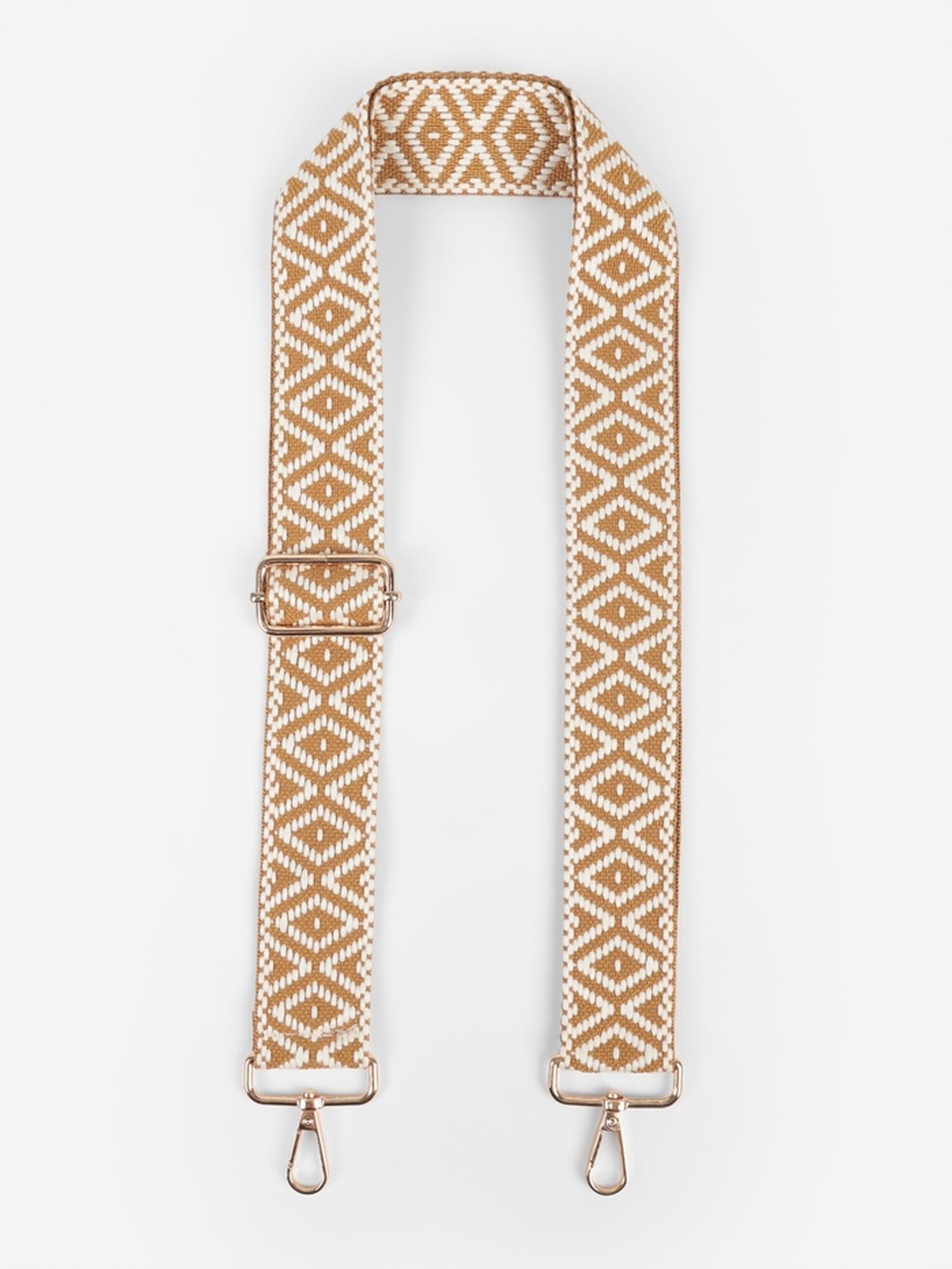 Ручка для сумки «Ромбы», стропа, 135 ± 3 × 3,8 см, цвет горчичный/белый