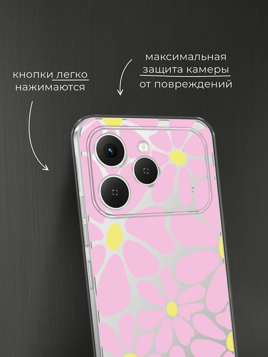 Чехол на Tecno Spark 40 / Текно Спарк 40 с принтом "Розовые лепестки 2", прозрачный — фото 1