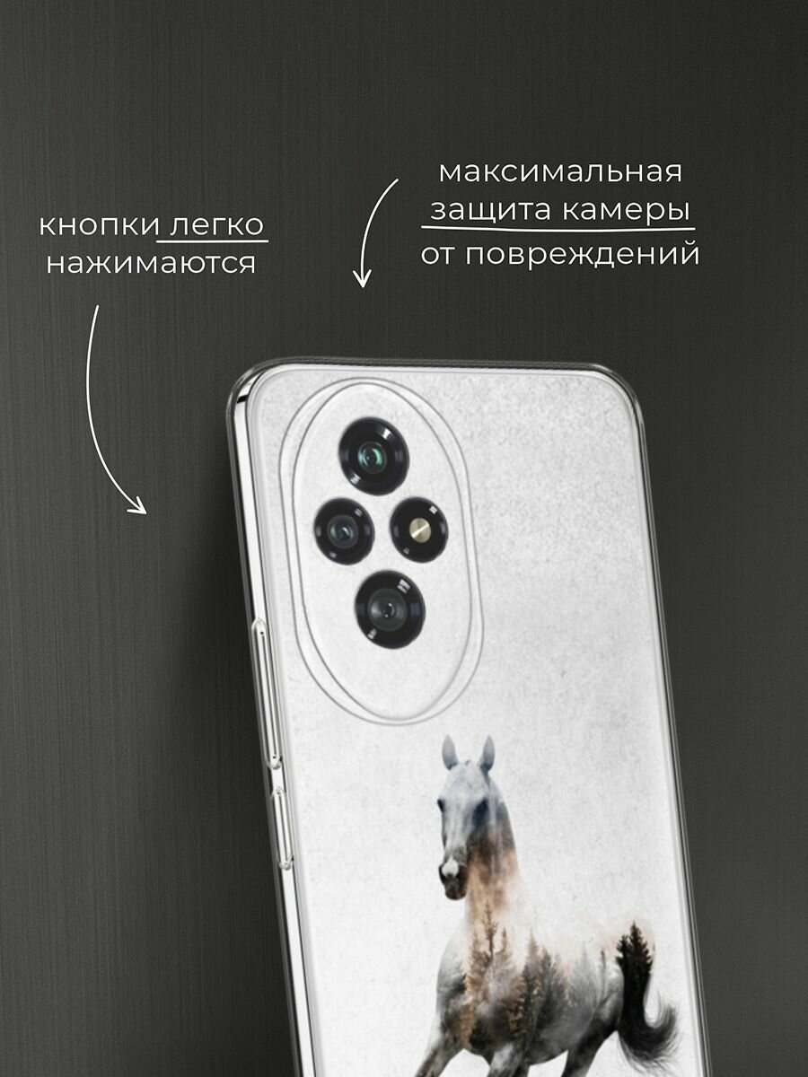 Силиконовый чехол на Honor 200 / Хонор 200 с принтом "Лошадь лес" — фото 1