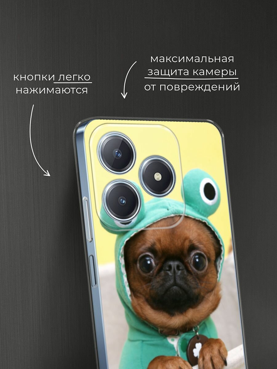 Чехол на Realme C63 / Реалми С63 с принтом "Собачка в шапке лягушки" — фото 1