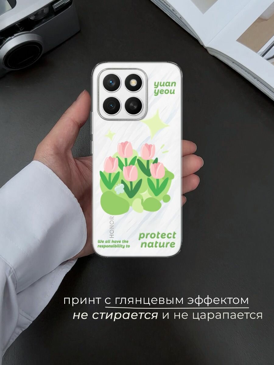Чехол на Honor X8c / Хонор X8c с принтом "Protect nature" — фото 1