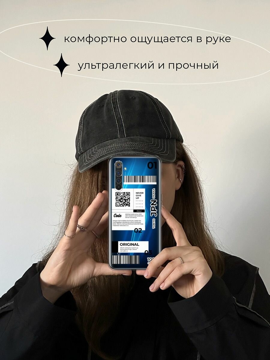 Чехол на Realme 6 Pro / Реалми 6 Про с принтом "JPN", прозрачный — фото 1