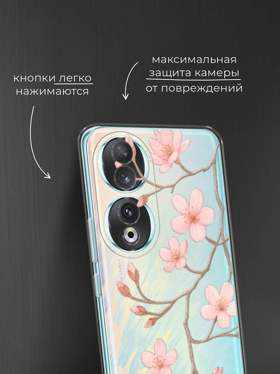 Чехол на Honor 90 / Хонор 90 с принтом "Веточка распускающейся сакуры 2" — фото 1