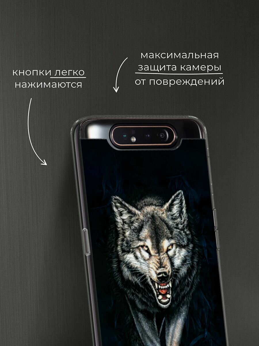 Чехол на Samsung Galaxy A80 / Самсунг Гэлакси A80 с принтом "Злобный волк из ночи" — фото 1