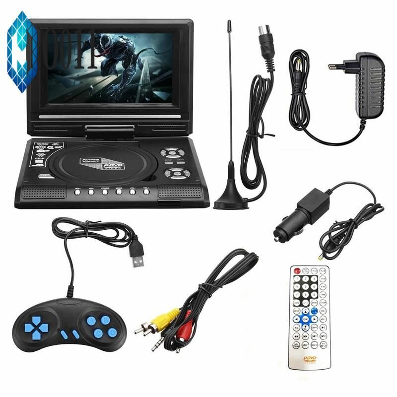 (A F V K) Портативный 7,8-дюймовый телевизор Домашний автомобильный DVD-плеер HD VCD CD MP3 EVD-плеер с TV / FM USB игровой функцией-EU Plug