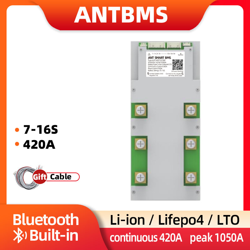 Smart 7-16S ANT BMS Li-Ion LiFePo4 LTO батарея 1050A 300A 80A 600A Bluetooth встроенный баланс 8S 10S 12S 13S 14S