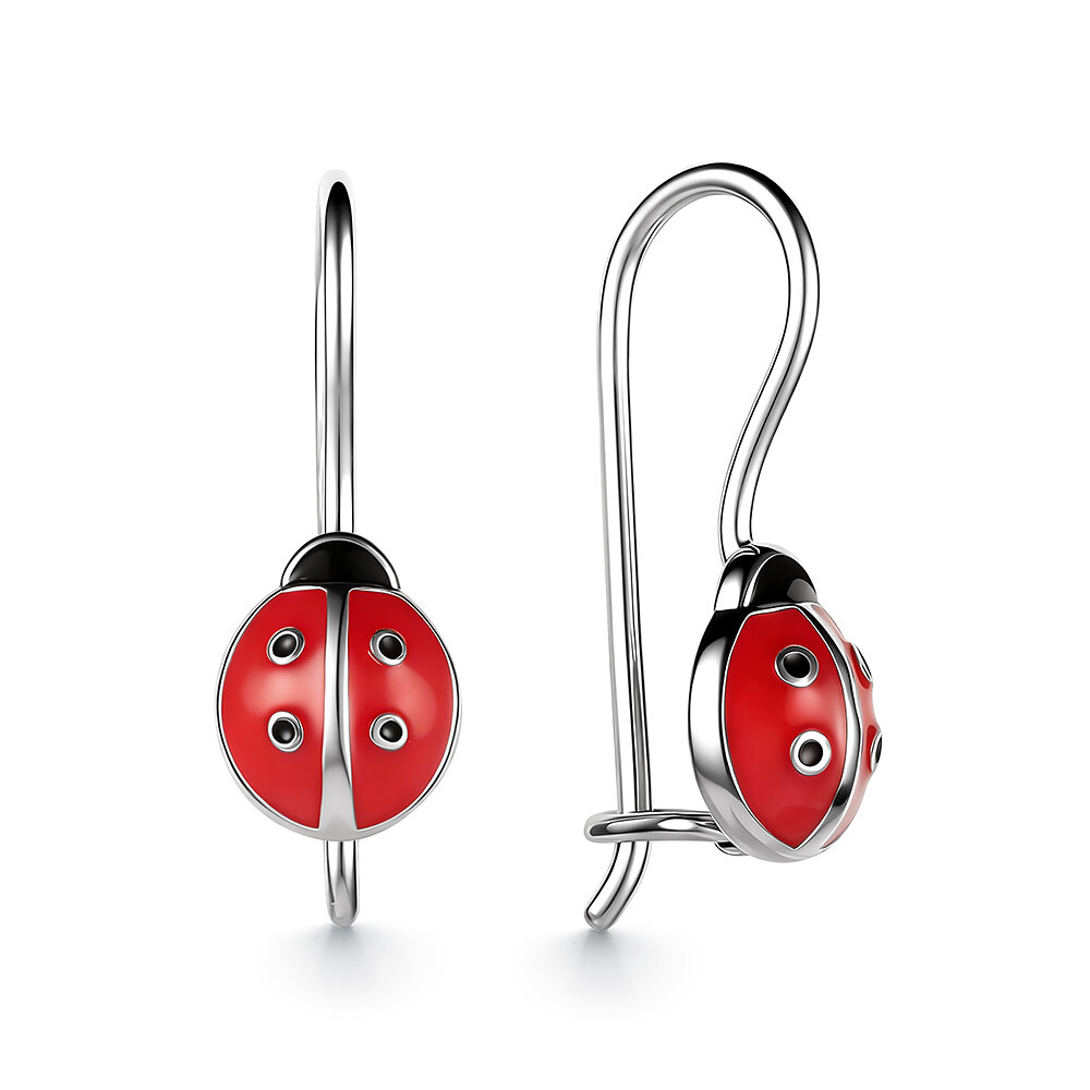 Серьги, серебро, 925 проба, родирование, эмаль