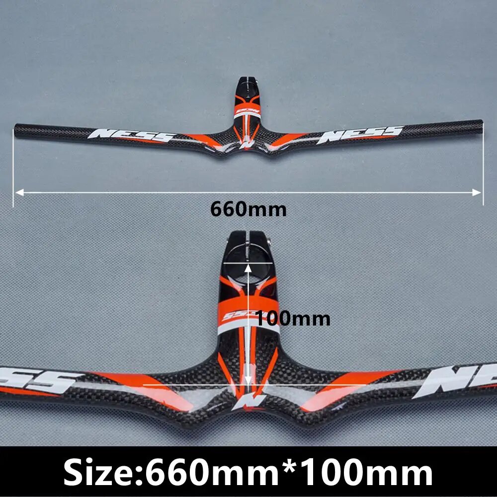 TOMTOU Карбоновый руль MTB 28.6 мм белый с красным 660X100mm