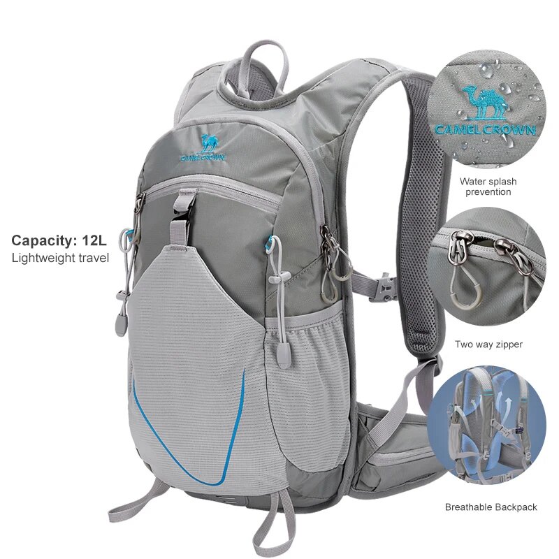 Серый водонепроницаемый рюкзак Camel Crown 12L