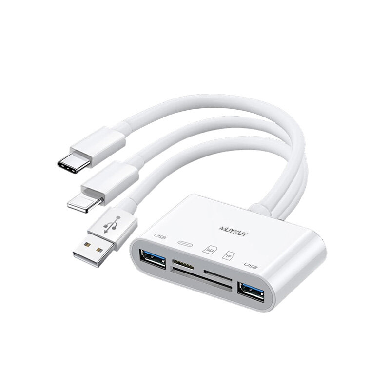 Док-станция MUYKUY три в одном для Android и Apple, белая, считыватель карт