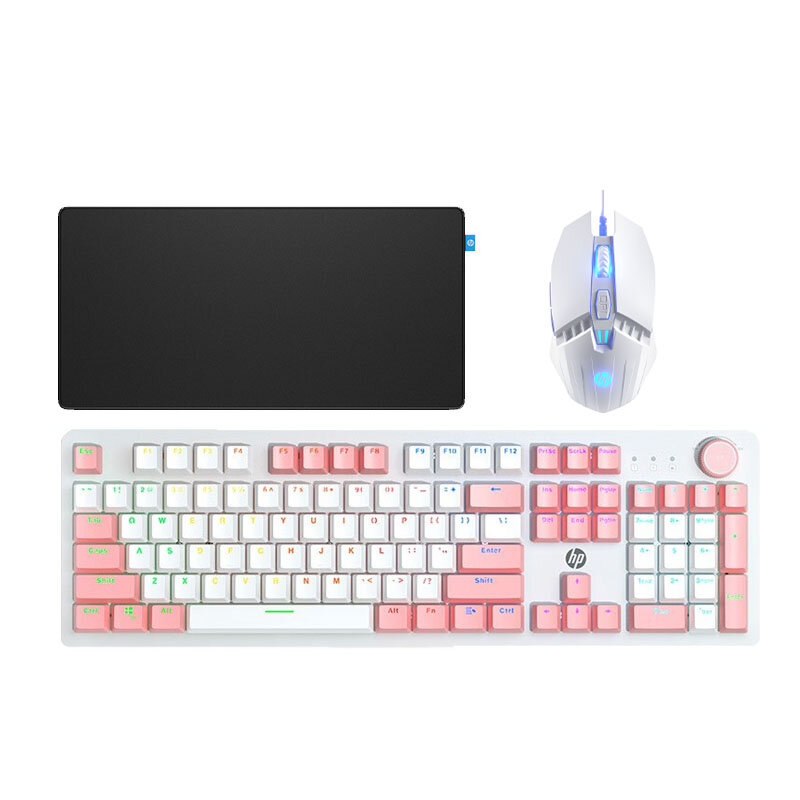 Клавиатура и мышь набор HP, 【Genki Powder】Single keyboard + gaming mouse + HP original mouse pad, мультиколор