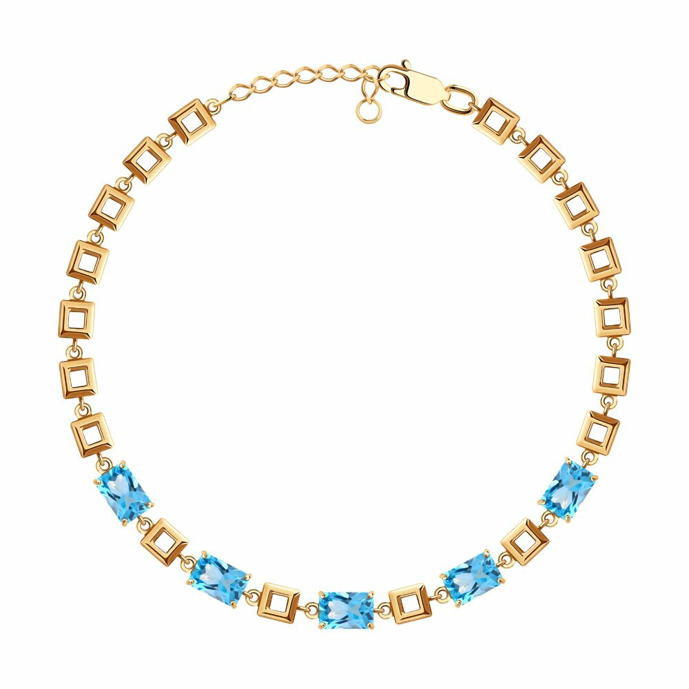 Браслет, красное золото, 585 проба, топаз