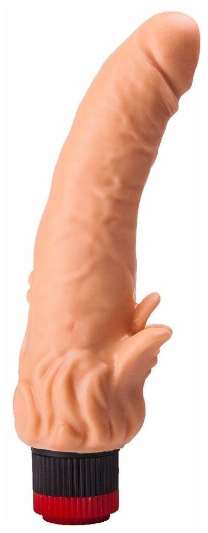 Гелевый вибратор с клиторальными лепестками - 18,5 см.