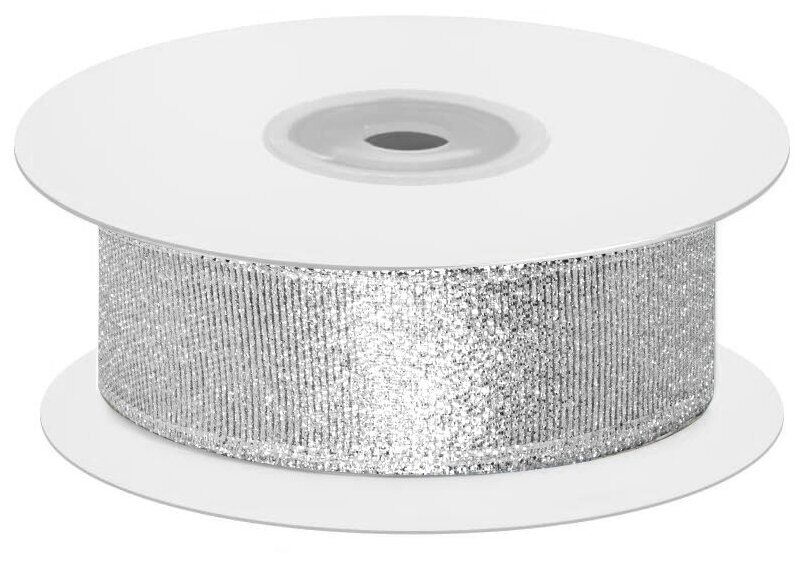 Лента Парча (1,2 смx22,85 м) Мерцающий блеск, Серебро, Метал