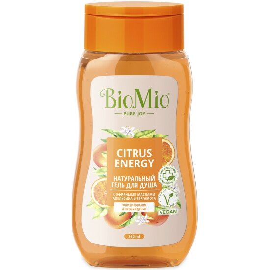 Натуральный гель для душа Biomio с эфирными маслами апельсина и бергамота, 250 мл