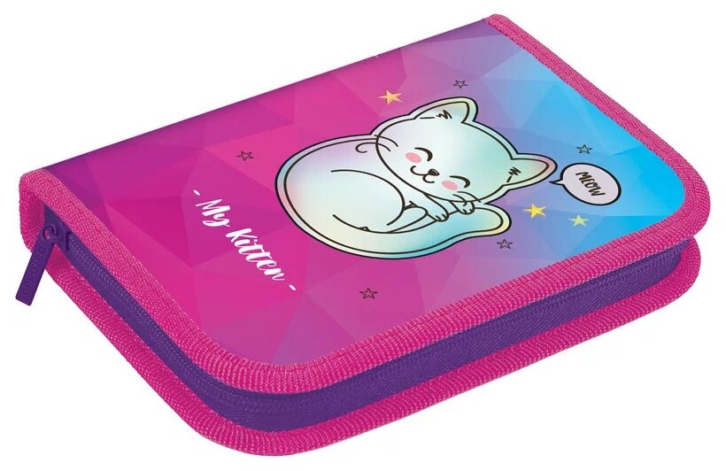 Пенал Berlingo "Kitty", розовый, с молнией, 20 см x 14 см x 4 см, 1 отделение