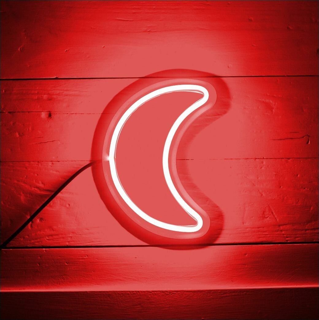 Неоновый светильник Elmarto Луна, 15х15 см, красный, светодиодный