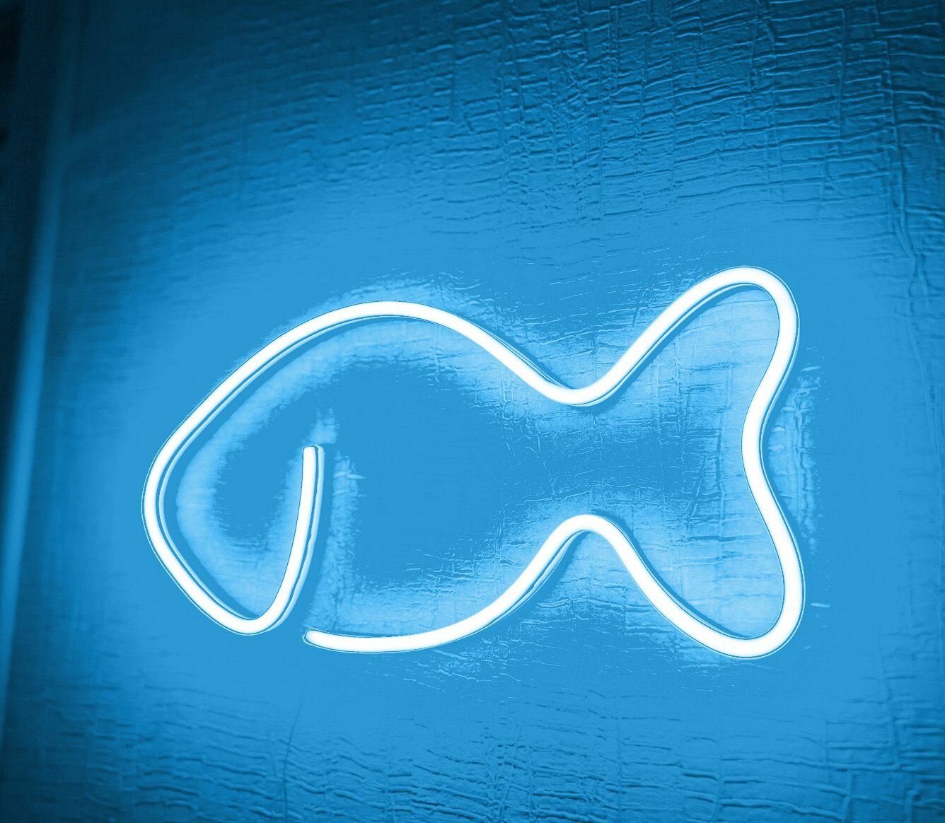 Неоновый светильник Рыбка, 30х16 см, бирюзовый