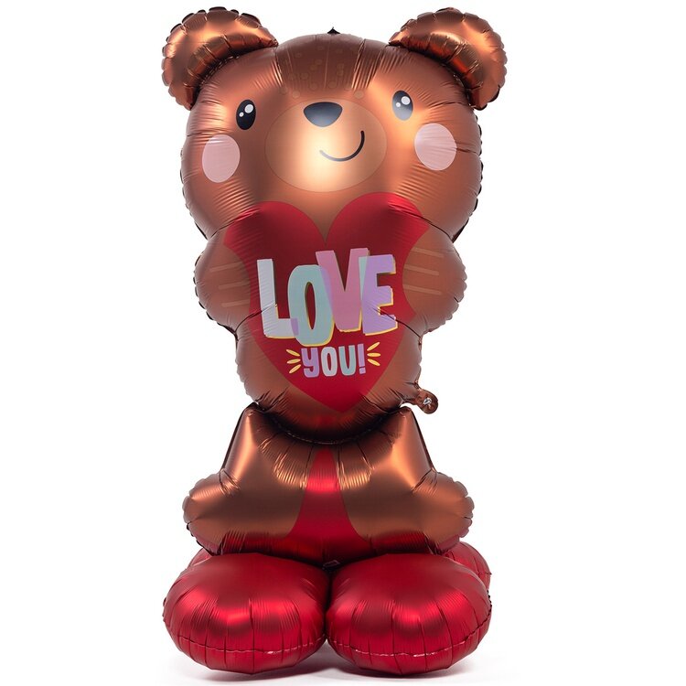 Фольгированный шар AIR Мишка с сердцем LOVE