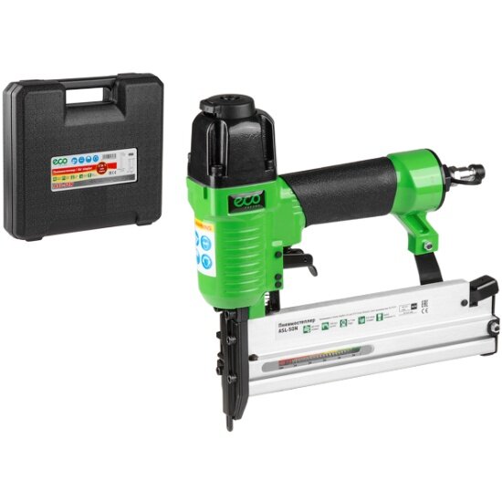 Eco Пневмостеплер ASL-50N (гвозди/скобы 18GA, 4-7 бар, 0.8 л/удар, гвоздь 50 мм макс, скоба 40 мм макс, магазин 100 шт)
