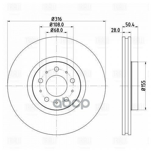 Диск торм Volvo XC90 02S60 00 перед d316 DF 106119 Trialli арт. df106119