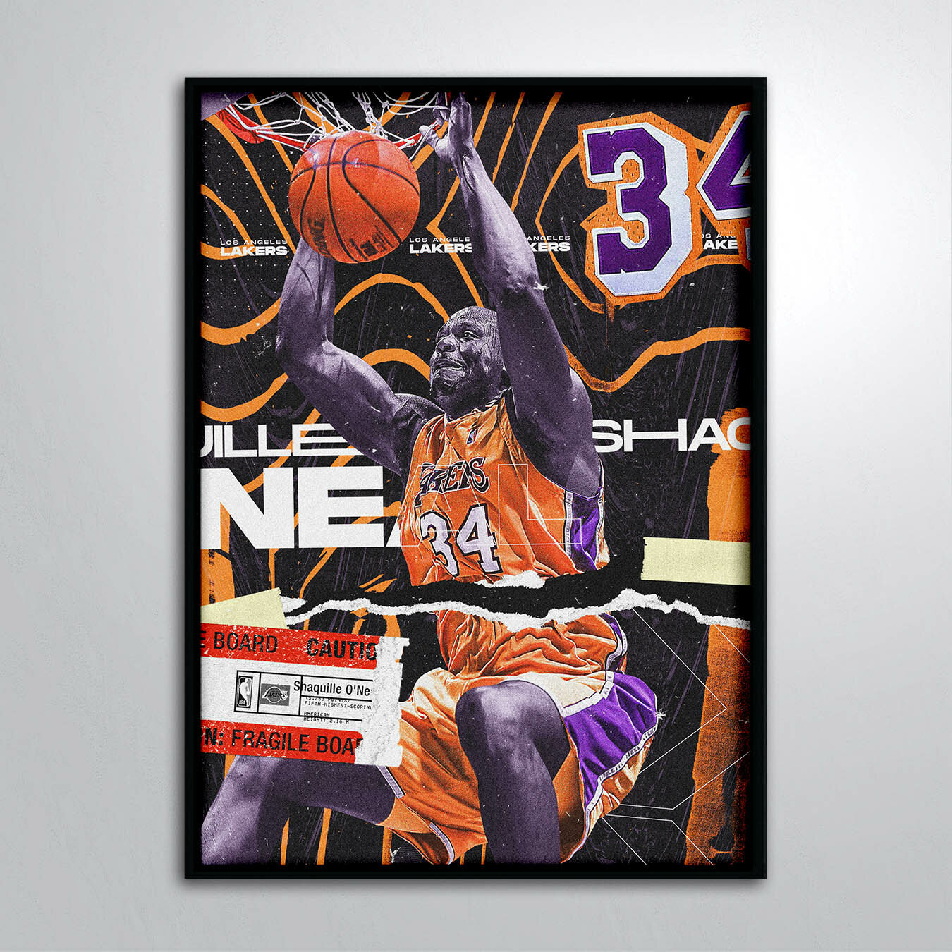 Постер без рамы/Картина на стену/Баскетбол NBA Шакил О’Нил Shaquille O'Neal (А2/420х594)