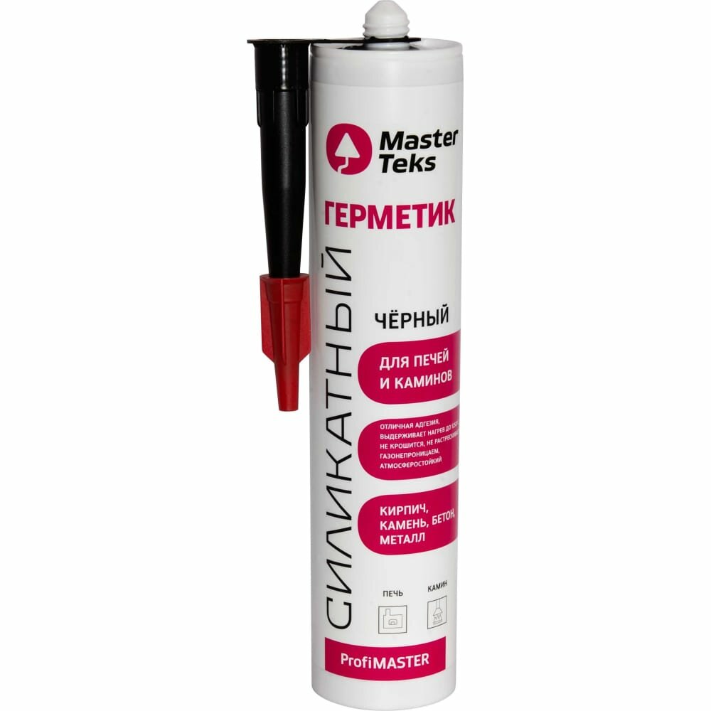 Силикатный герметик для печей и каминов MASTERTEKS profimaster, 260 мл, черный 240693