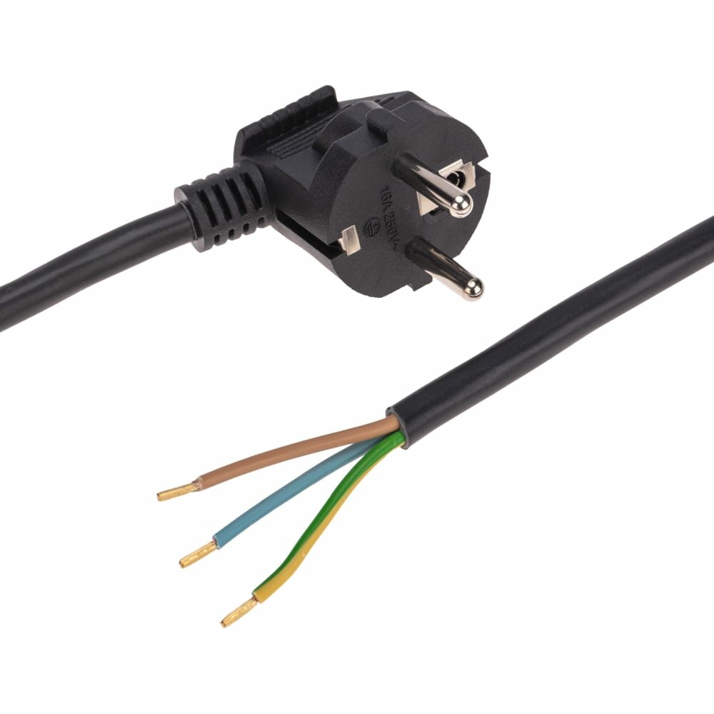 Электрический шнур с вилкой REXANT пвс 3x1,5 мм2 1,5м (черный) 11-1324