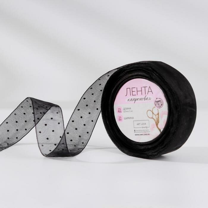 Лента капроновая Горох , 25 мм, 23 1 м, цвет чёрный