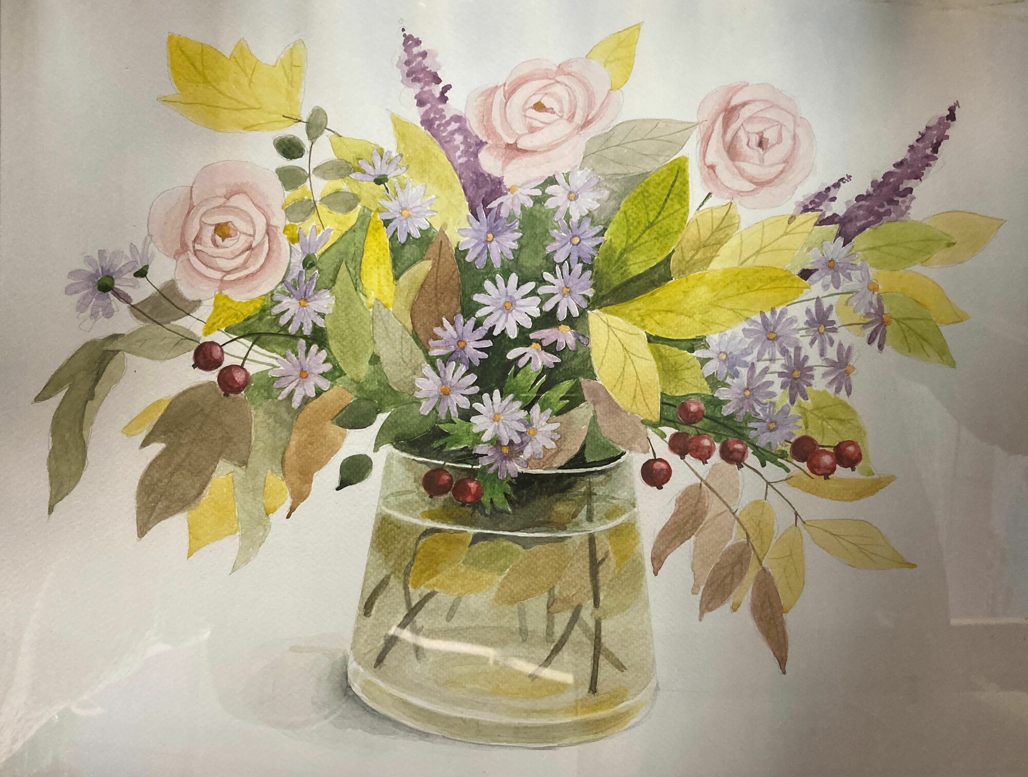 ART-Salon at Oktyabrskaya картина "Букет осени", 40х50 см, бумага, акварель; ручная работа;
