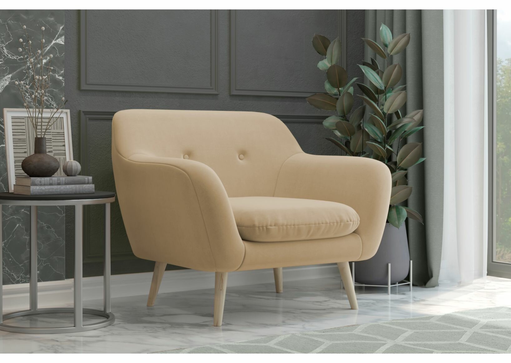 Кресло мягкое нераскладное Дайсон в цвете бежевый (Карамель)