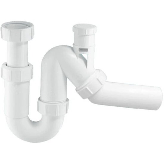 Сифон трубный Mcalpine MRSK12V, S-образный 1 1/2" х 40 мм без вып. с вент. клапаном, выход 40 мм