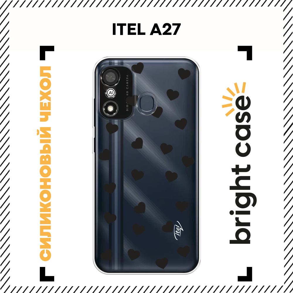 Чехол на Itel A27 / Ител А27 с принтом Сердечки минимализм, прозрачный
