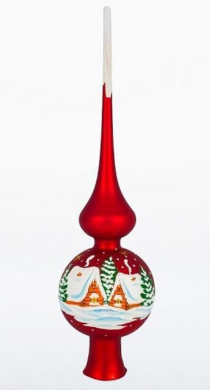 Верхушка на елку "Снежный пейзаж" 28см красный