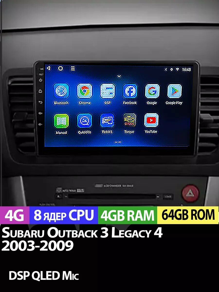 Магнитола TS18 PRO Subaru Outback 3 Legacy 4 2003-2009 4/64 Bluetooth, FM/AM, GPS, Сенсорная