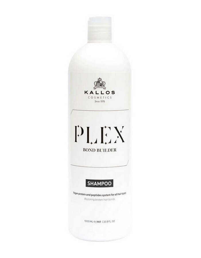 Kallos Plex Bond Builder - Shampoo Шампунь "c растительным белком и пептидным комплексом" для поврежденных волос 1000 мл.