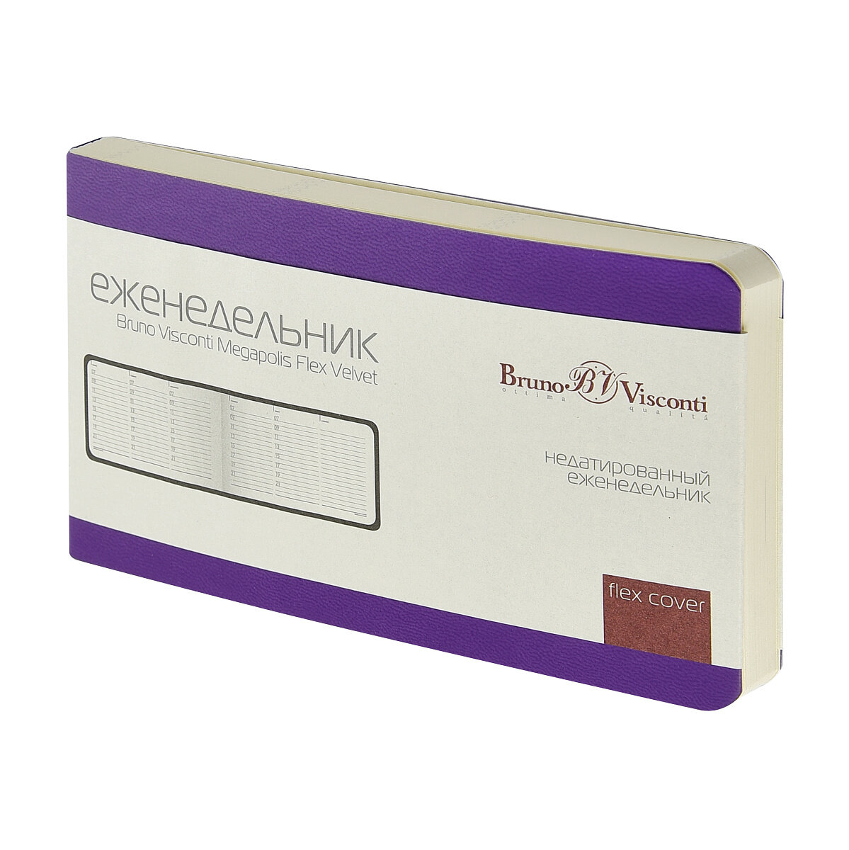 Еженедельник Bruno Visconti недатированный А6 "MEGAPOLIS VELVET" FLEX (зефирный фиолетовый)