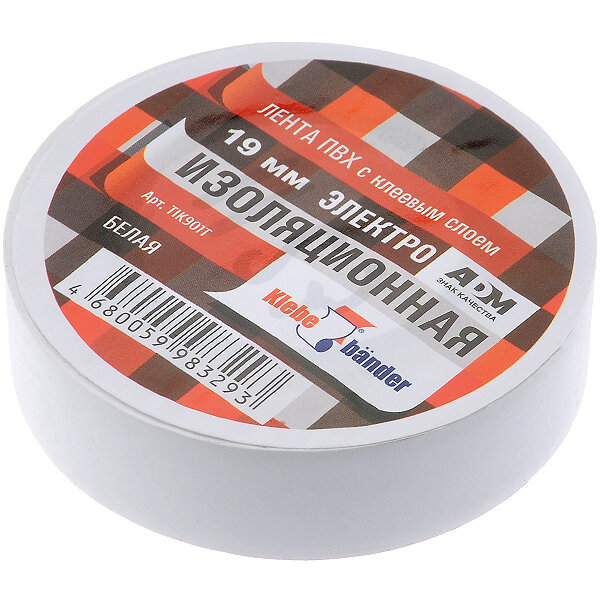 Изолента TIK901T белая ПВХ 19ммХ20м (Klebebander) (31 шт. в наборе)
