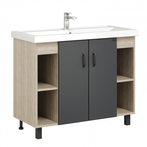 Тумба Onika Тимбер 100 напольная, серая мат./дуб сонома